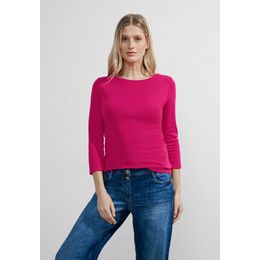 Cecil 3/4-Arm-Shirt Basic Boatneck mit U-Boot-Ausschnitt, rosa