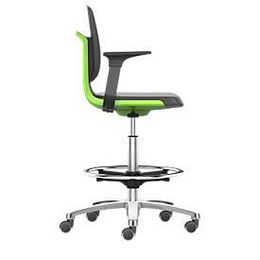 bimos Arbeitsdrehstuhl Labsit hoch, Kunstleder, Sitz-Stopp-Rollen, B 450 x T 420 x H 560 - 810 mm, grün
