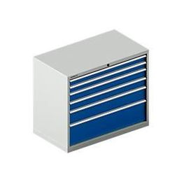 Schäfer Shop Schäfer Shop Select Schubladenschrank 54-27, 6 Schübe, bis 75 kg, B 1023 x T 572 x H 850 mm, lichtgrau/enzianblau