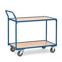 fetra leichter Tischwagen, Stahl, blau, 2 Etagen, L 1200 x B 800 mm, bis 300 kg