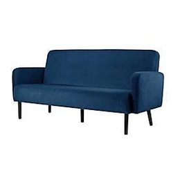 Dreisitzer Sofa easyChair® by Paperflow LISBOA, Samtbezug blau, Fußgestell schwarz, B 1590 x T 550 x H 430 mm