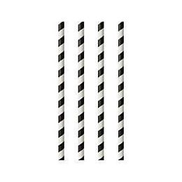 Trinkhalme Papstar Stripes, Einweg, L 200 x Ø 6 mm, aus FSC®-zertifiziertem Papier, schwarz-weiß, 100 Stück