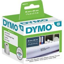 Dymo LabelWriter Adress-Etiketten, permanent, Papier, 89 x 36 mm, 1 x 260 Stück, weiß