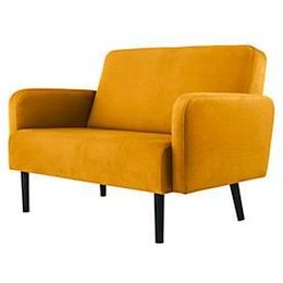 Zweisitzer Sofa easyChair® by Paperflow LISBOA, Stoffbezug safran, Fußgestell schwarz, B 1240 x T 815 x H 830 mm