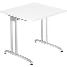 Schreibtisch TARA, C-Fuß, Rechteck, B 800 x T 800 x H 720 mm, weiß