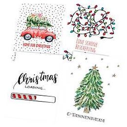 Postkarten-Set Weihnachten Sigel 'Colourful Christmas', 24 Stück, 12 Motive, DIN A6, Kraftkarton braun