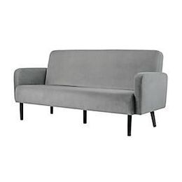 Dreisitzer Sofa easyChair® by Paperflow LISBOA, Samtbezug grau, Fußgestell schwarz, B 1590 x T 550 x H 430 mm