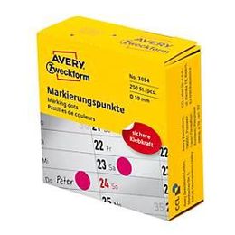 Avery Zweckform Markierungspunkte Spenderbox, permanent haftend, Dm. 19 mm, rot