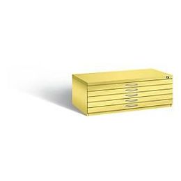 C+P Planschrank aus Stahl, für Formate bis DIN A1, 5 Schubladen, gelb