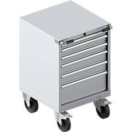 Schäfer Shop Schubladenschrank mit Rollen WSK 27-27, 6 Schübe, bis 200 kg, B 564 x T 572 x H 870 mm, weißaluminium/weißaluminium