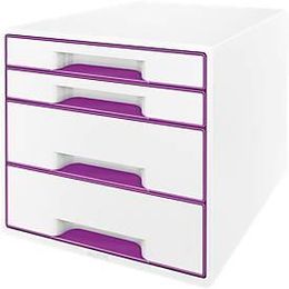 Leitz® Schubladenbox WOW CUBE 5213, 4 Schübe, DIN A4, Polystyrol, violett