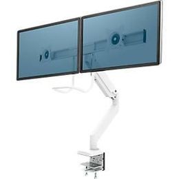 Monitorarm Fellowes® Eppa™, für 2 Displays bis 32" & je bis 8 kg, höhenverstell-/dreh-/schwenk-/neigbar, Crossbar-Design, Kabelführung, Tischklemme, weiß