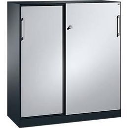 C+P Schiebetürenschrank ASISTO C 3000, 3 Ordnerhöhen, mit Abdeckplatte, Breite 1200 mm, anthrazit/alusilber