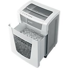 Leitz IQ Office Pro Aktenvernichter P5, Mikroschnitt 2 x 15 mm, 30 l, 15 Blatt Schnittleistung, Anti-Papierstau-Technologie, mit Rollen, weiß