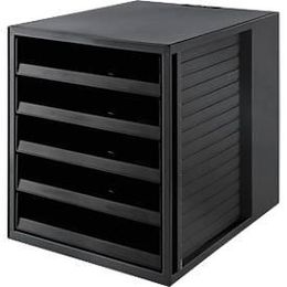 HAN Schubladenbox SCHRANK-SET KARMA, 5 offene Schubladen, DIN A4, leichtlaufend, B 275 x T 330 x H 320 mm, schwarz