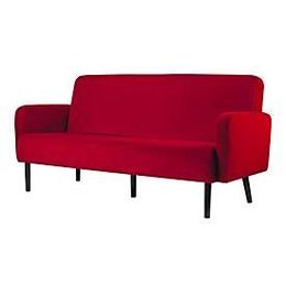 Dreisitzer Sofa easyChair® by Paperflow LISBOA, Samtbezug rot, Fußgestell schwarz, B 1760 x T 815 x H 830 mm