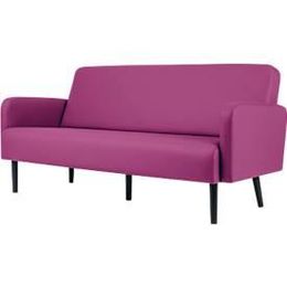 Dreisitzer Sofa easyChair® by Paperflow LISBOA, desinfektionsmittelbeständiger Kunstlederbezug lila, Fußgestell schwarz, B 1760 x T 815 x H 830 mm