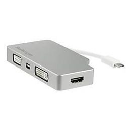 StarTech.com Aluminium Reise A/V Adapter 4-in-1 USB-C auf VGA, DVI, HDMI oder mDP - USB Type-C Adapter - 4K - Videoadapter - Mini DisplayPort / HDMI / DVI / VGA - 10.5 cm