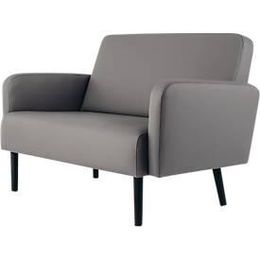 Zweisitzer Sofa easyChair® by Paperflow LISBOA, desinfektionsmittelbeständiger Kunstlederbezug grau, Fußgestell schwarz, B 1240 x T 815 x H 830 mm