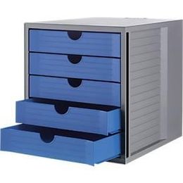 HAN Schubladenbox SYSTEMBOX KARMA, 5 geschlossene Schubladen, DIN A4, leichtlaufend, B 274 x T 330 x H 320 mm, blau