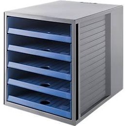 HAN Schubladenbox SCHRANK-SET KARMA, 5 offene Schubladen, DIN A4, leichtlaufend, B 275 x T 330 x H 320 mm, blau
