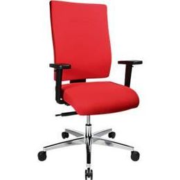 Topstar Bürostuhl PROFI STAR 15 high, mit Armlehnen, Synchronmechanik, Flachsitz, für große Menschen, rot/alusilber