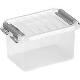 Aufbewahrungsbox Sunware Q-LINE, Verschlussclips, transparent, stapelbar, 0,4L, L 118 x B 77 x H 62 mm, grau