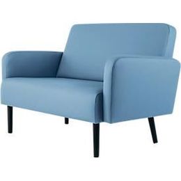 Zweisitzer Sofa easyChair® by Paperflow LISBOA, desinfektionsmittelbeständiger Kunstlederbezug blau, Fußgestell schwarz, B 1240 x T 815 x H 830 mm