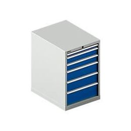 Schäfer Shop Schäfer Shop Select Schubladenschrank 27-36, 6 Schübe, bis 75 kg, B 564 x T 725 x H 850 mm, enzianblau/lichtgrau