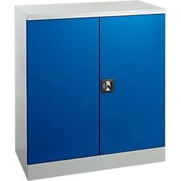 Schäfer Shop Schäfer Shop Select Stahlschrank, 2 OH, 2 höhenverstellbare Einlegeböden, Drehzylinderschloss, B 916 x T 422 x H 1000 mm, lichtgrau RAL 7035/enzianblau RAL 5010