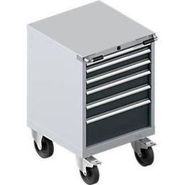 Schäfer Shop Schubladenschrank mit Rollen WSK 27-27, 6 Schübe, bis 200 kg, B 564 x T 572 x H 870 mm, weißaluminium/anthrazitgrau