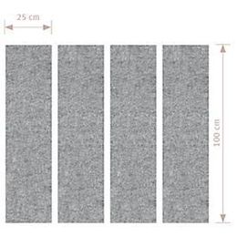 Akustik-Wandelemente, 4 Stück, Schallabsorberklasse C, Befestigung mit Magnetstreifen, B 250 x H 1000 mm, Vlies, grau-meliert