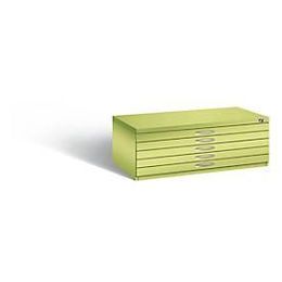 C+P Planschrank aus Stahl, für Formate bis DIN A1, 5 Schubladen, grün