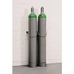 ASECOS Gasflaschen-Wandhalterung, Stahl, B 560 x T 175 x H 60 mm, 2 Flaschen Ø 230 mm, mit Kettensicherung
