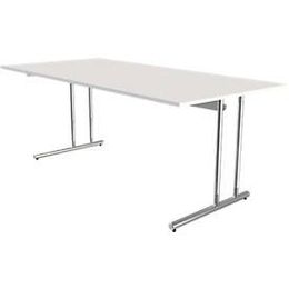 Schreibtisch Toledo, höhenverstellbar, Rechteck, C-Fuß-Gestell, Breite 2000 mm, weiß