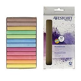 Wandtafelkreide Westcott, mehrfarbig, staubarm, leicht abwaschbar, 12 x 84 mm, 12 Stück