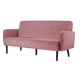 Dreisitzer Sofa easyChair® by Paperflow LISBOA, Samtbezug pink, Fußgestell schwarz, B 1760 x T 815 x H 830 mm