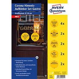 Avery Zweckform AVERY® Zweckform Klebeetiketten 49400 Corona, Designs speziell für Gastro, beschreibbar, rund, gelb, 12 Stück