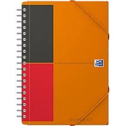 Meetingbook Oxford International, DIN B5, weiß-liniert, 80 Blatt, spiralgebunden, Optik Paper, orange/rot/schwarz