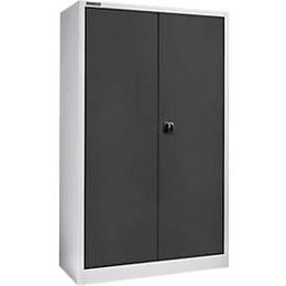 Schäfer Shop Schäfer Shop Select Materialschrank MSI 2512, 5 Ordnerhöhen, 4 Zwischenböden, Zylinderschloss, B 1200 x T 500 x H 1935 mm, weißaluminium/anthrazitgrau