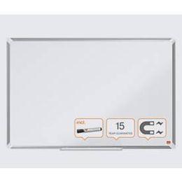 NOBO Whiteboard Premium Plus, Stahl nanobeschichtet, magnethaftend, B 1200 x H 900 mm, inkl. abnehmbarer Stiftablage und 1 Boardmarker