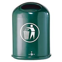 Abfallbehälter oval, 45 Liter, ohne selbstschließende Edelstahlklappe, grün