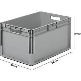 Schäfer Shop Sparset 5-teilig Euro Box ELB 6320, aus Polypropylen, Inhalt 64 l, grau, B 600 x T 400 x H 320 mm