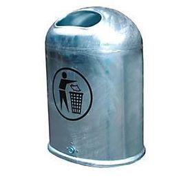 Abfallbehälter oval, 45 Liter, ohne selbstschließende Edelstahlklappe, feuerverzinkt