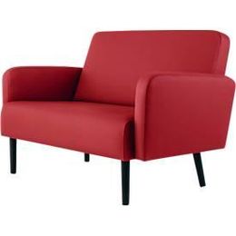 Zweisitzer Sofa easyChair® by Paperflow LISBOA, desinfektionsmittelbeständiger Kunstlederbezug rot, Fußgestell schwarz, B 1240 x T 815 x H 830 mm