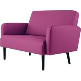 Zweisitzer Sofa easyChair® by Paperflow LISBOA, desinfektionsmittelbeständiger Kunstlederbezug lila, Fußgestell schwarz, B 1240 x T 815 x H 830 mm