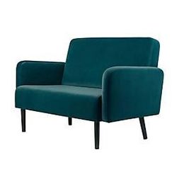 Zweisitzer Sofa easyChair® by Paperflow LISBOA, Samtbezug grün, Fußgestell schwarz, B 1240 x T 815 x H 830 mm