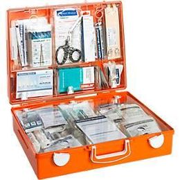 Erste-Hilfe-Koffer MULTI, gefüllt mit DIN 13169 (erweitert), B 400 x T 300 x H 150 mm, ABS-Kunststoff, orange