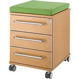 Schäfer Shop Schäfer Shop Select Sitzkissen für Rollcontainer Moxxo IQ 333, B 450 x T 400 x H 4 mm, Stoff grün + Schwerlastrollen, bis 100 kg, feststellbar