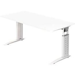 Schreibtisch TARVIS, C-Fuß, Quadrat, B 1600 mm, Gestell weiß, höhenverstellbar, weiß